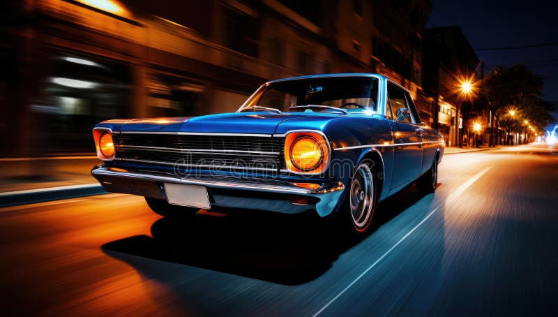 Muscle Car Rides Around the City Stock Illustration - Illustration of ...