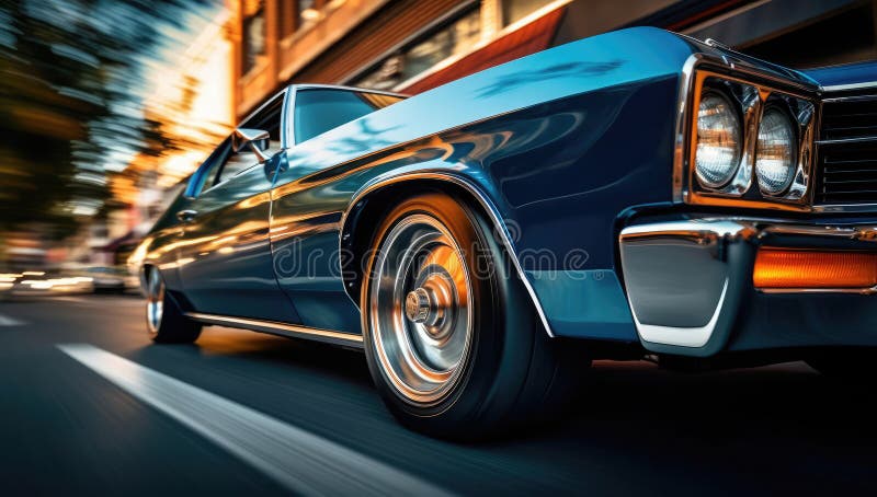 Muscle Car Rides Around the City Stock Illustration - Illustration of ...