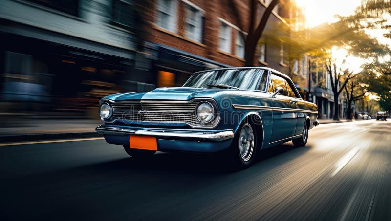 Muscle Car Rides Around the City Stock Illustration - Illustration of ...