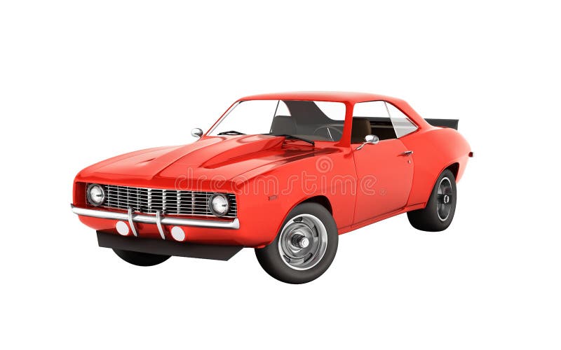 Muscle Car without Shadow Perspective View on White Background 3d Stock ...