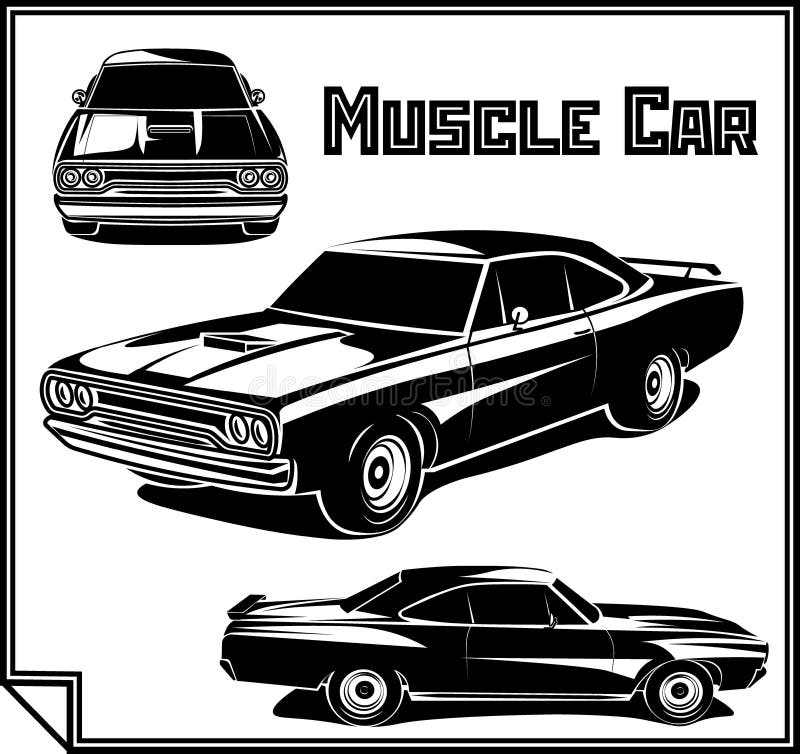 US Classic Muscle Car, Vintage Car, Stencil, Silhouette, Vector Clip ...