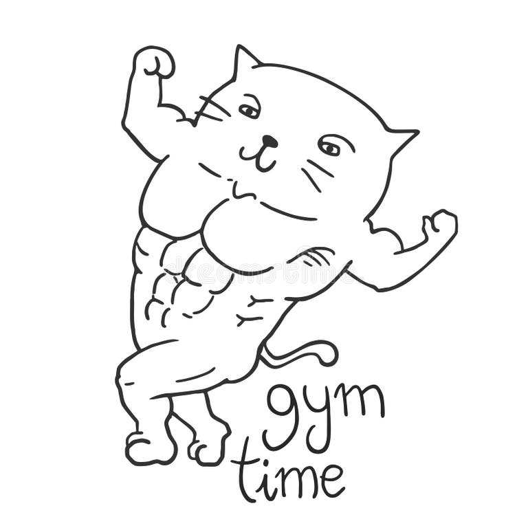 Muscle cat draw stock vector. Illustration of smug, cartoon - 135534639