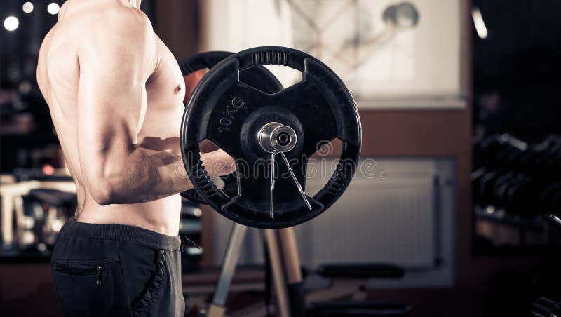 Muscle Exercise with Barbell Stock Photo - Image of powerful, inventory ...