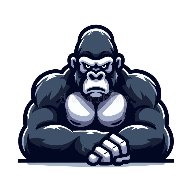 Muscle Gorilla Ape Monkey Mascot Design Logo Vector Illustration ...
