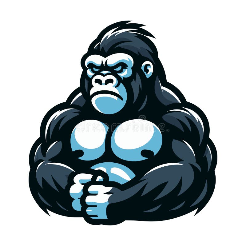 Muscle Gorilla Ape Monkey Mascot Design Logo Vector Illustration ...