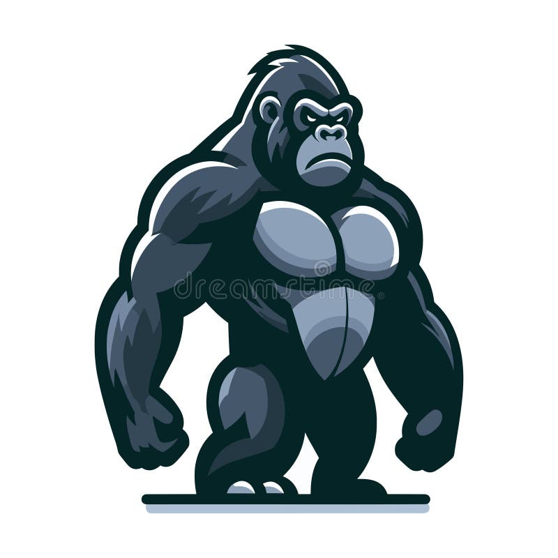 Muscle Gorilla Ape Monkey Mascot Design Logo Vector Illustration ...