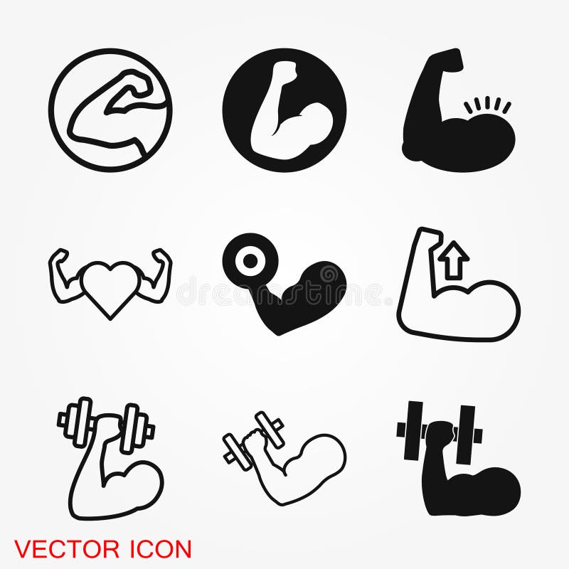 Muscle Icon Logo, Illustration, Sign Symbol for Design Stock ...