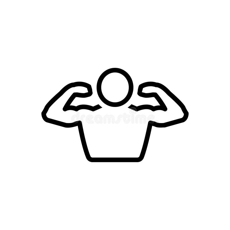 Black Line Icon for Muscle, Sinew and Brawn Stock Illustration ...