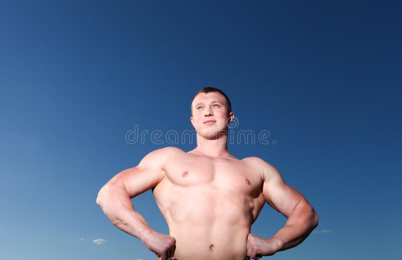 Muscle man stock photo. Image of bright, athletic, blue - 26812292