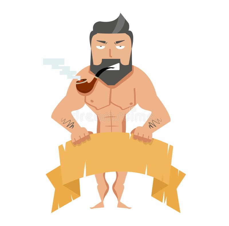 Muscle Man Hold Banner Cartoon Stock Vector - Illustration of body ...