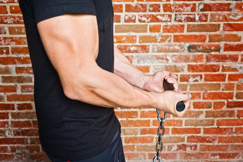 Muscle Man Pulling a Orkus Carry Stock Image - Image of hand ...