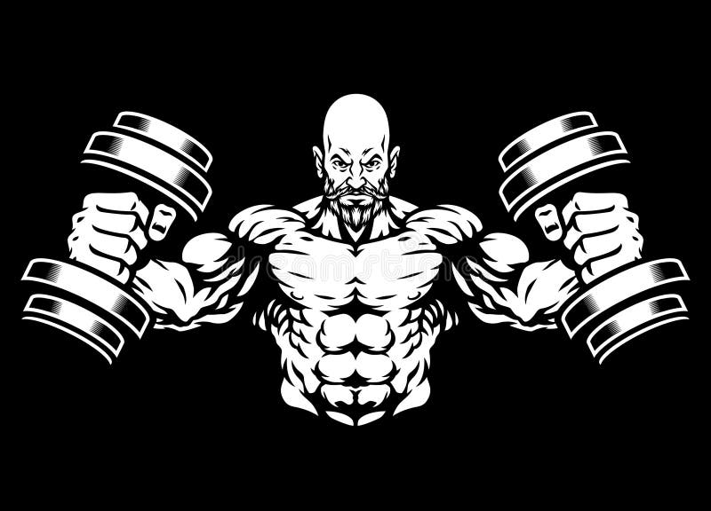 Muscle Old Bodybuilder Mascot Logo Stock Vector - Illustration of ...