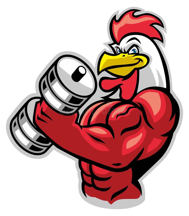 Muscle Rooster Holding the Barbell Stock Vector - Illustration of ...