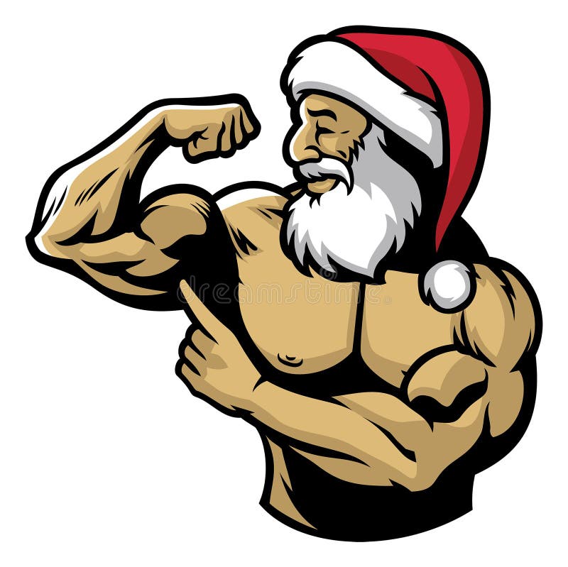 Muscle Santa Claus Show His Body Stock Vector - Illustration of bicep ...