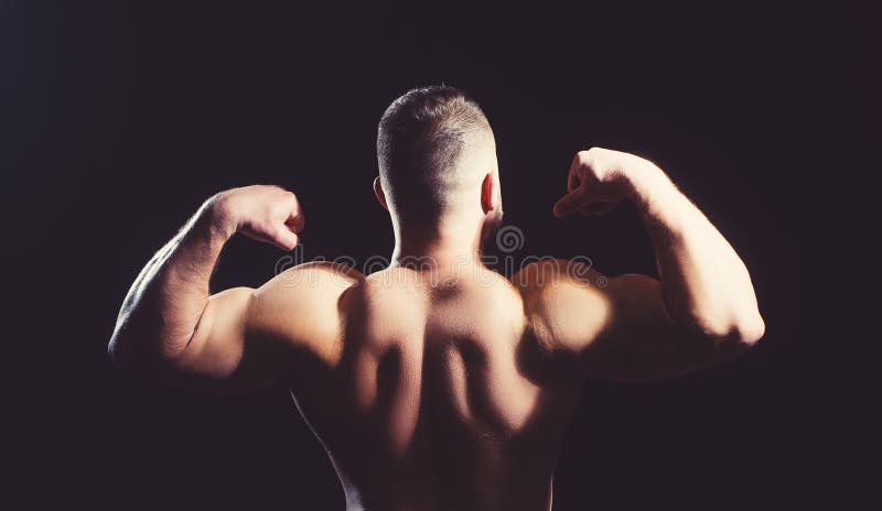 Muscled Big Male Model Showing His Back. Stock Photo - Image of athlete ...
