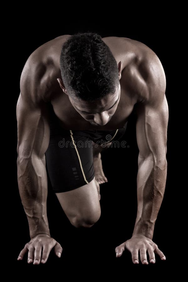Muscled Man on a Black Background Stock Photo - Image of sport, male ...
