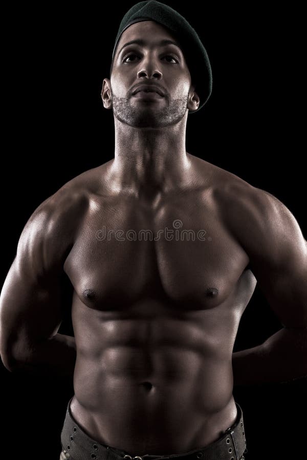 Muscled Man on a Black Background Stock Photo - Image of sport ...