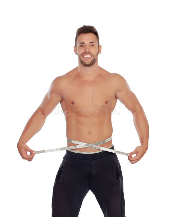 Muscled Man with Tape Measure Stock Image - Image of chest, bare: 34099569
