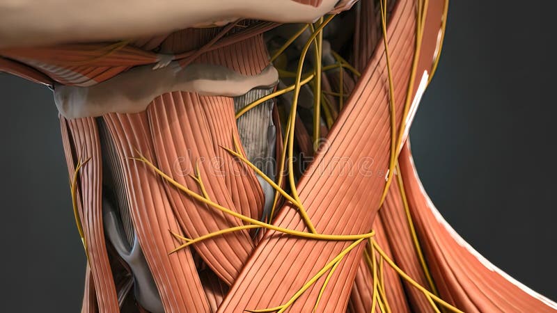 Muscles Et Nerfs Du Cou Humain Illustration Stock - Illustration du ...