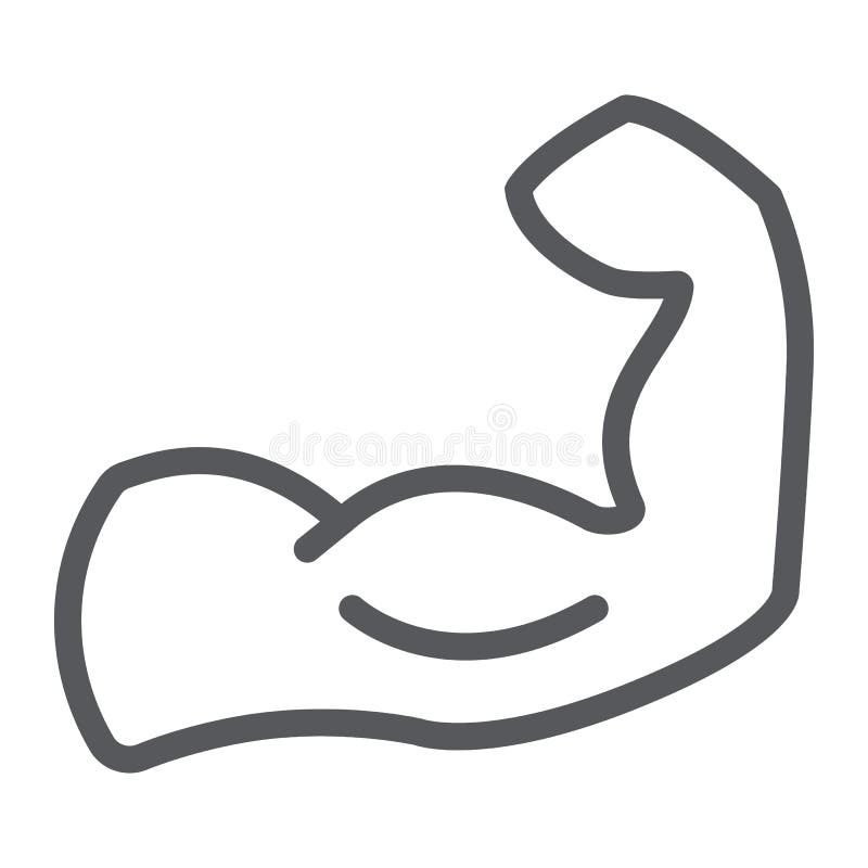 Muscles Thin Line Icon, Power and Bodybuilding, Muscular Arm Sign ...