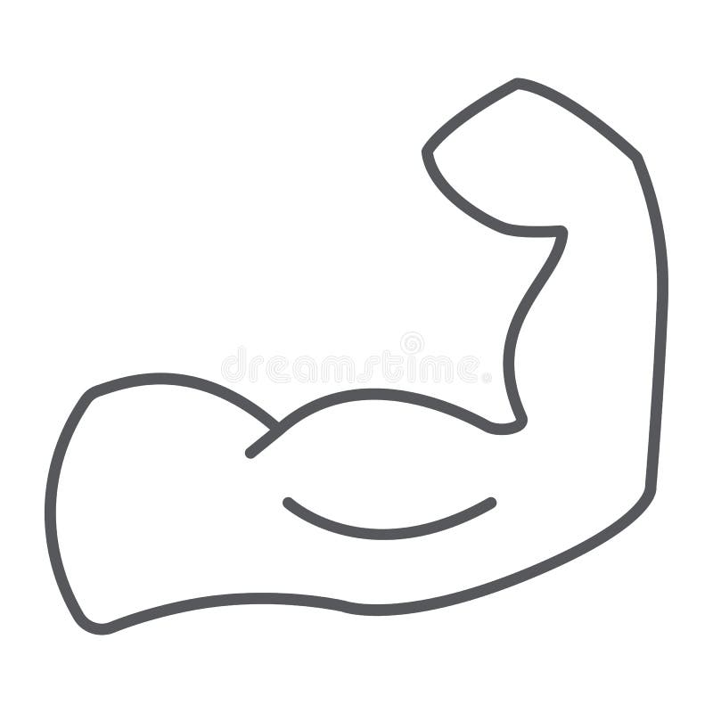 Muscles Thin Line Icon, Power and Bodybuilding, Muscular Arm Sign ...