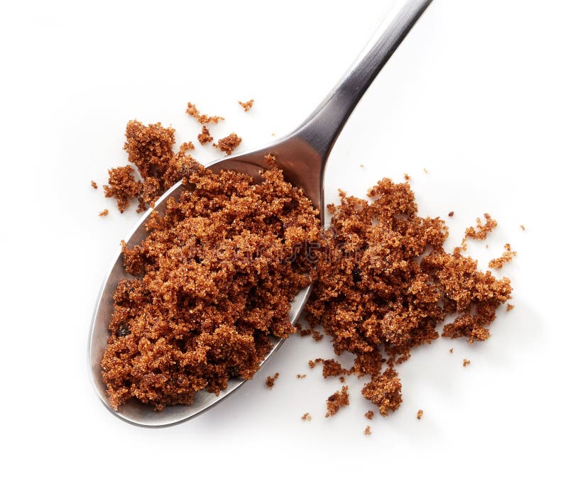 Muscovado Sugar in Wooden Bowl and Spoon, Isolated on White Background ...