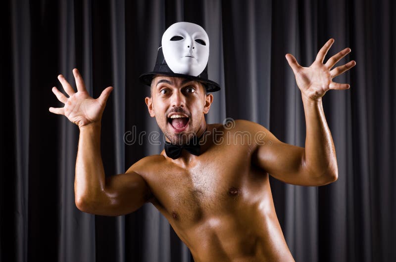 Muscular Actor with Atrical Mask Stock Photo - Image of entertainment ...