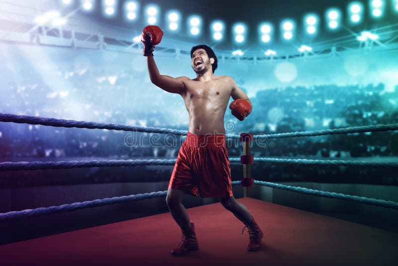 Muscular Man Throwing Punch Stock Photo - Image of portrait, boxer ...