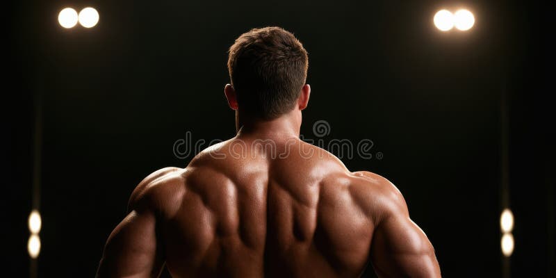 Muscular Athlete Showcasing Impressive Back Muscles in a Professional ...