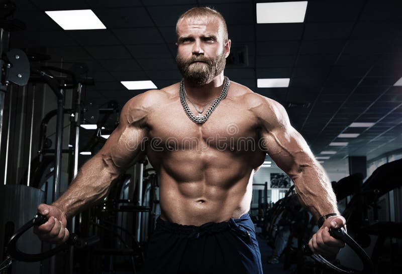 Muscular Athletic Bodybuilder Fitness Model Stock Image - Image of ...