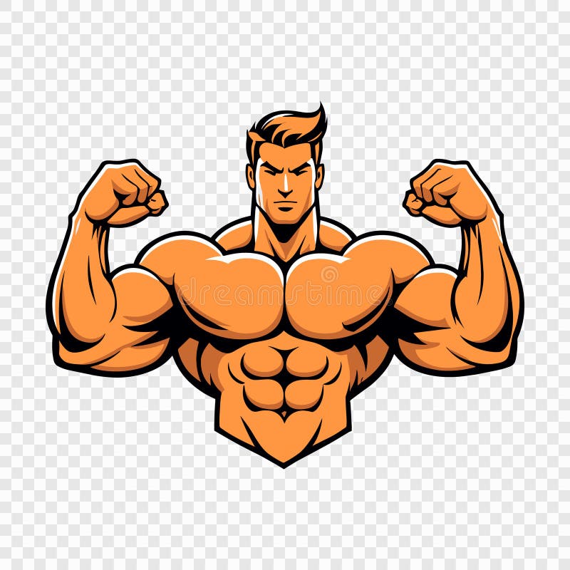 Muscular Bodybuilder Flexing Illustration with Determined Expression ...