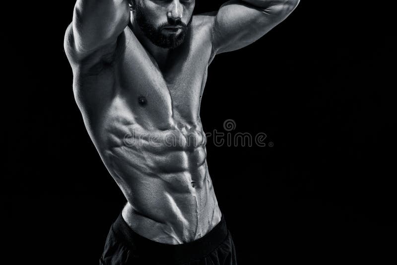 Muscular Bodybuilder Guy Doing Posing Stock Photo - Image of pack ...