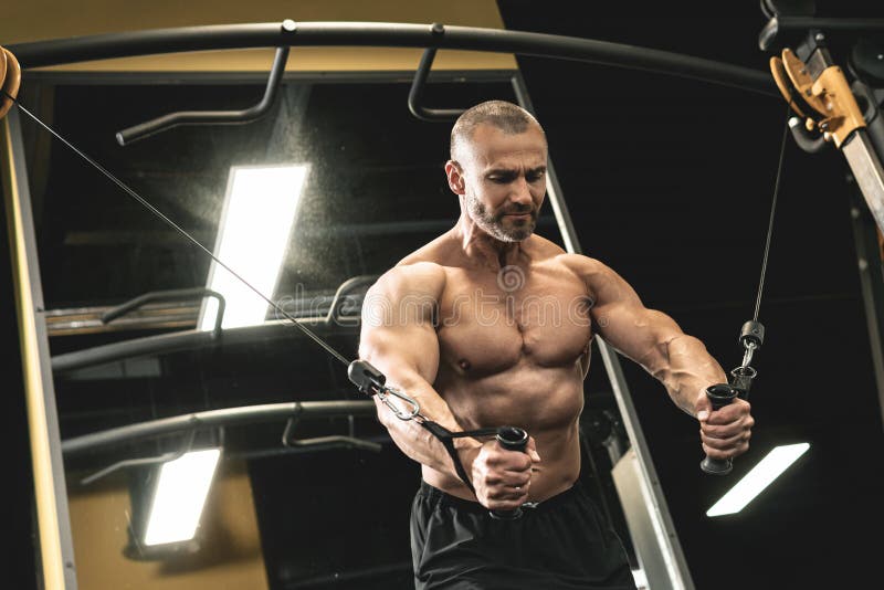 Muscular Bodybuilder during His Workout in the Gym Stock Image - Image ...