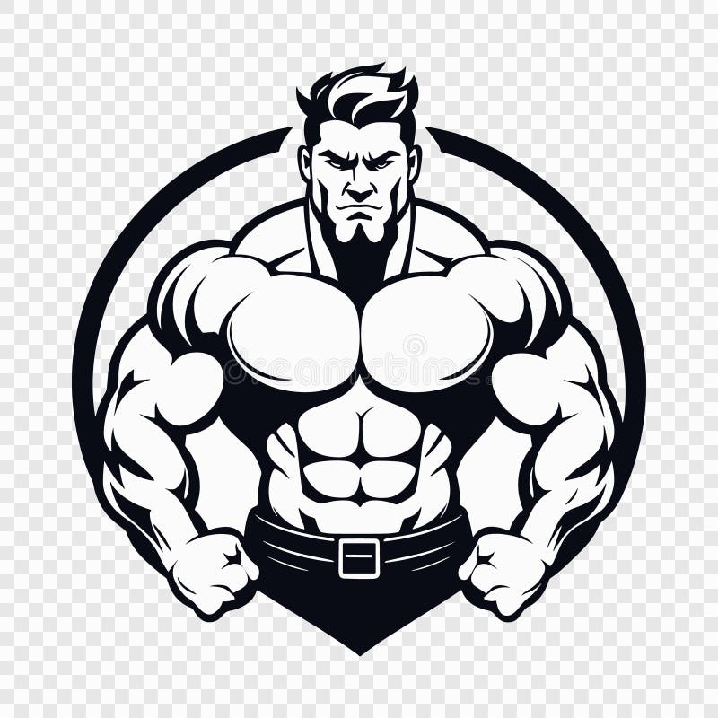 Muscular Bodybuilder Illustration with Determined Expression on ...
