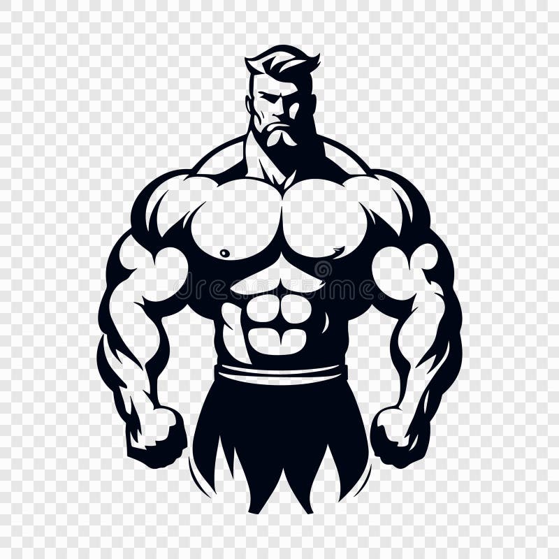 Muscular Bodybuilder Illustration with Determined Expression on ...