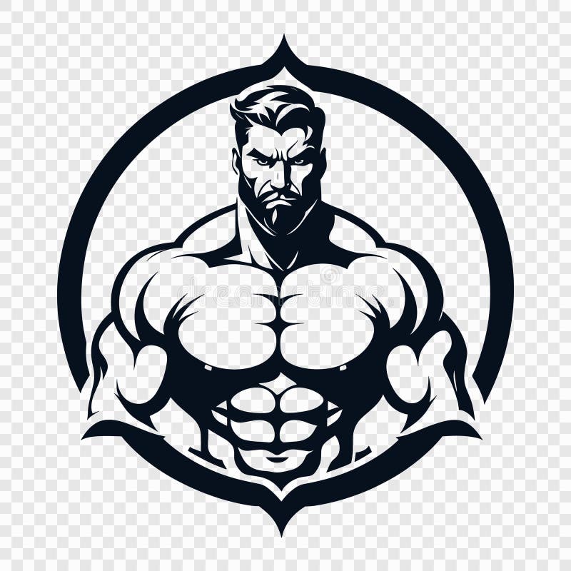 Muscular Bodybuilder Illustration with Determined Expression on ...