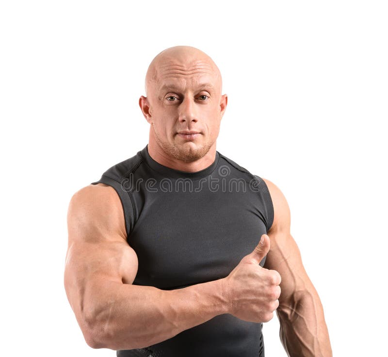 Muscular Bodybuilder on White Background Stock Image - Image of ...