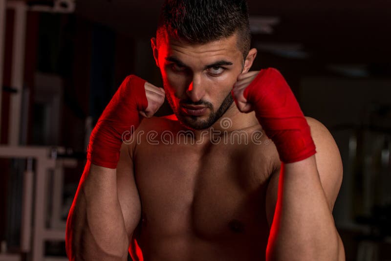 Muscular Boxer MMA Fighter Practice His Skills Stock Image - Image of ...