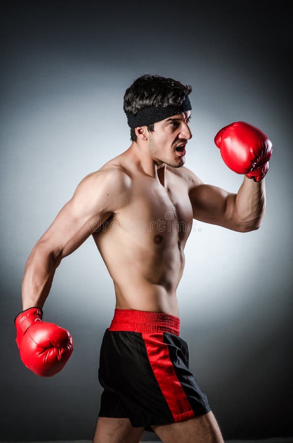 Muscular boxer stock image. Image of glove, portrait - 42577765