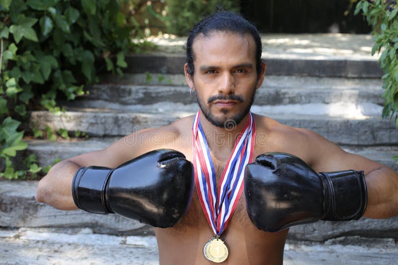 Muscular Boxer Winning a Prize Stock Image - Image of medalist, fighter ...