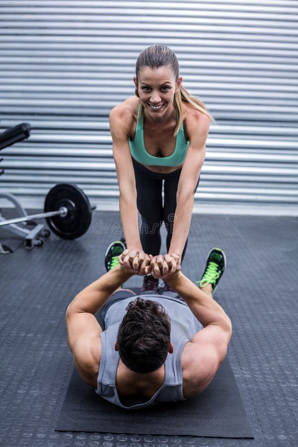 Muscular Couple Doing Core Exercises Stock Photo - Image of exercising ...