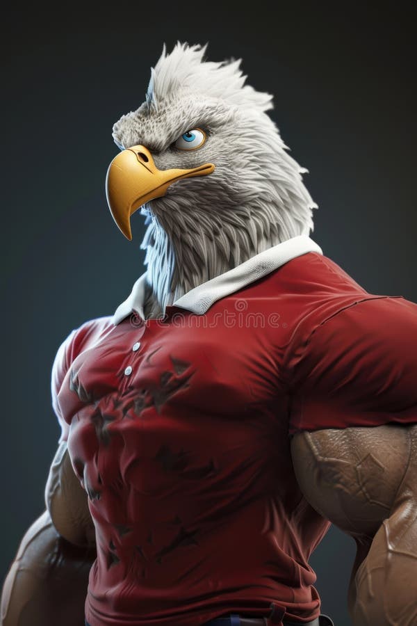 Muscular Eagle in Red Polo. Created by Generative Artificial ...