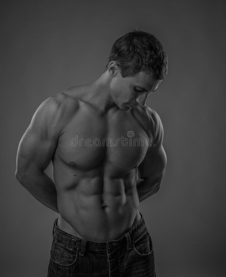 Perfectly Fit Shirtless Young Man Stock Photo - Image of black, body ...