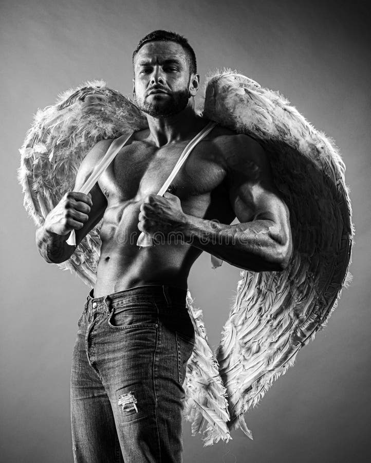 Muscular Guy with Angel Wings and Torso. Stock Image - Image of heaven ...