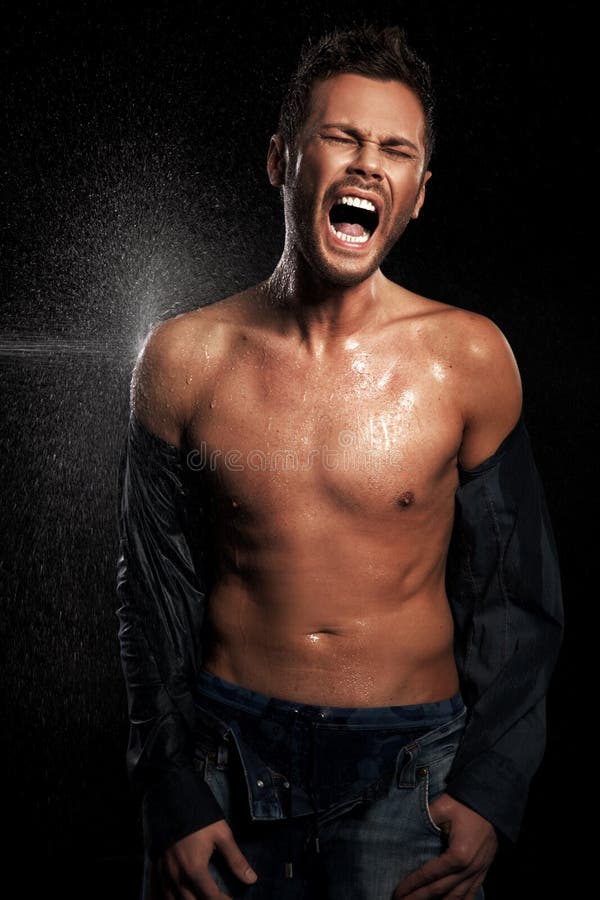 Muscular guy having bath stock image. Image of bath, bodybuilder - 18145383