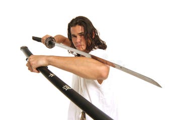 Muscular Guy with Japanese Sword Stock Image - Image of muscular ...