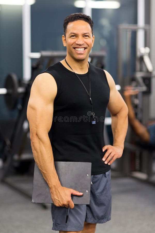 Muscular gym trainer stock image. Image of happy, caucasian - 47294153