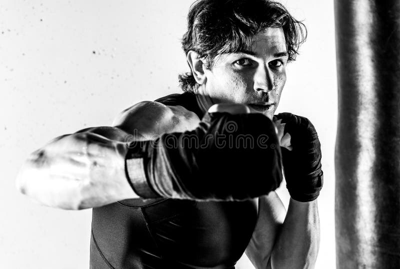 Muscular kickbox fighter stock photo. Image of boxing - 90348868