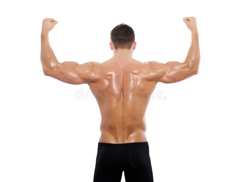 Muscular Male Back on Isolated Background Stock Photo - Image of shirt ...