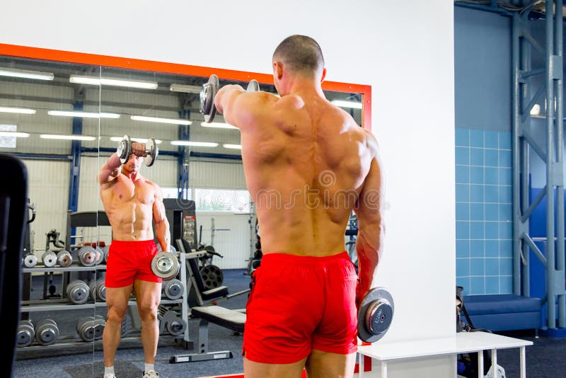 Male Bodybuilder Doing Exercises in a Gym Stock Photo - Image of ...